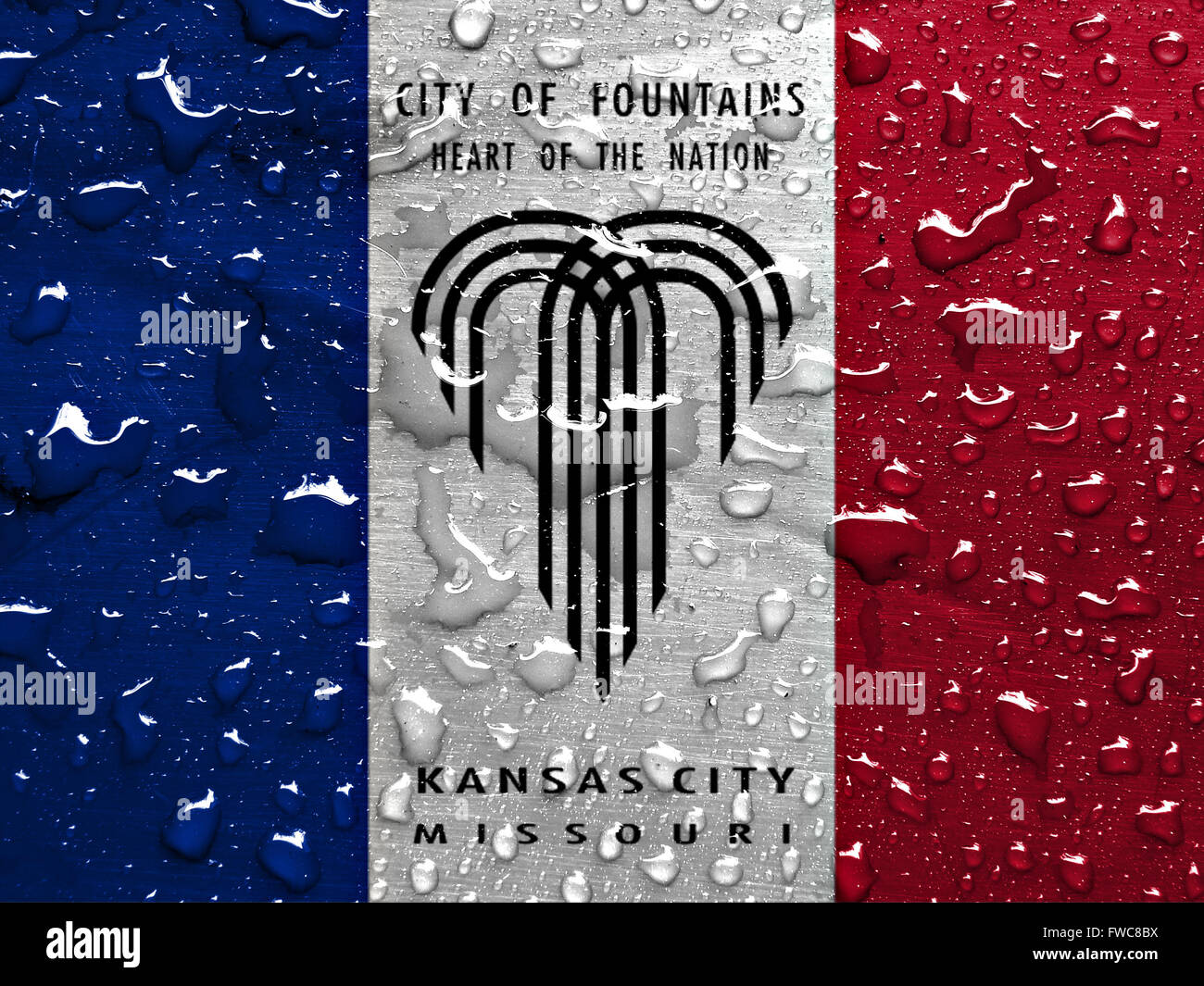 flag of Kansas City with rain drops Stock Photo - Alamy