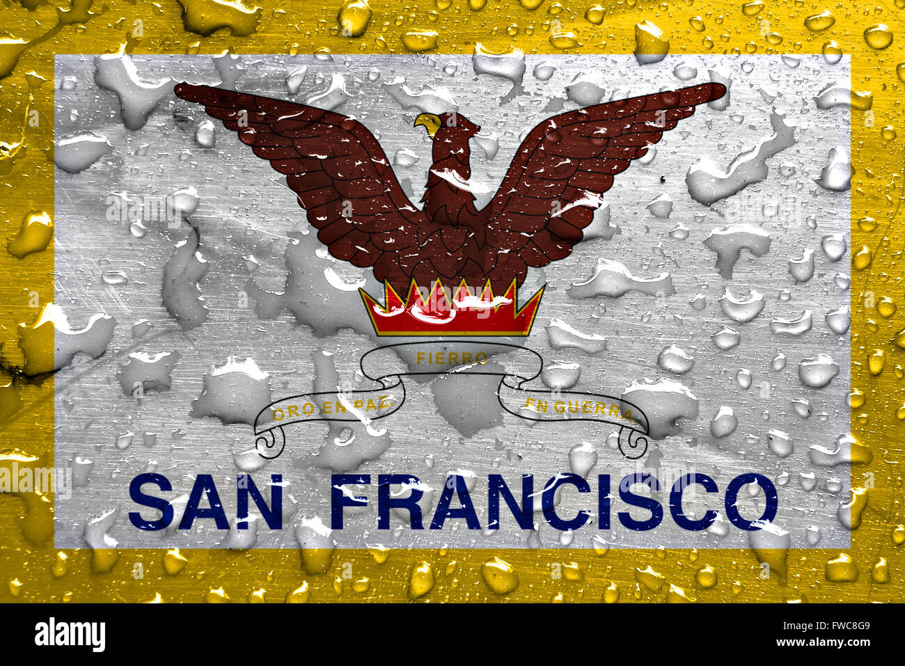 flag of San Francisco with rain drops Stock Photo - Alamy