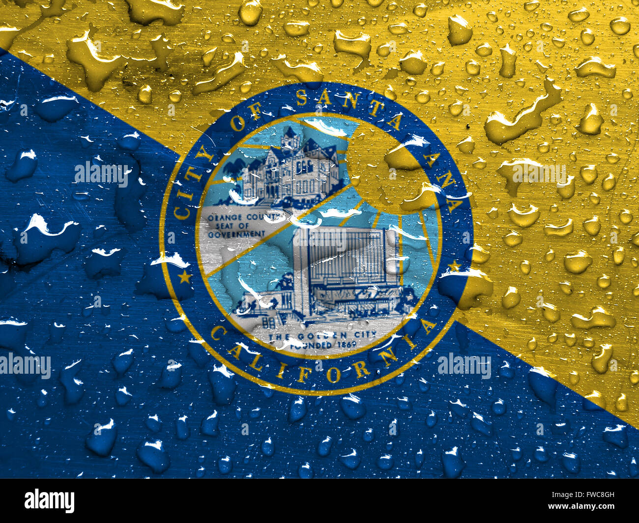 flag of Santa Ana with rain drops Stock Photo - Alamy