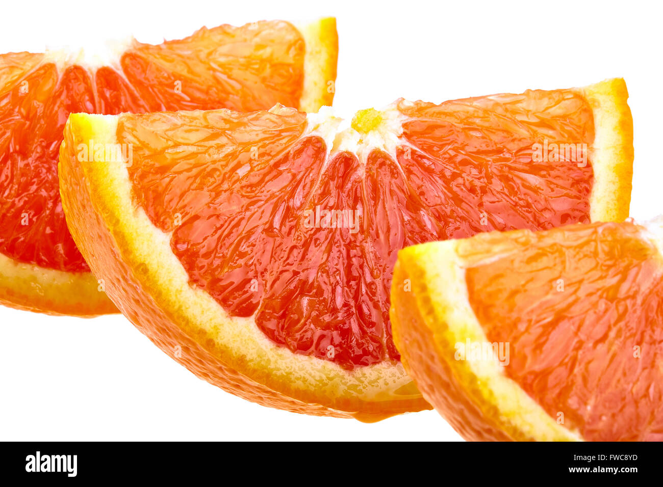 Three orange slices isolated on white Stock Photo - Alamy