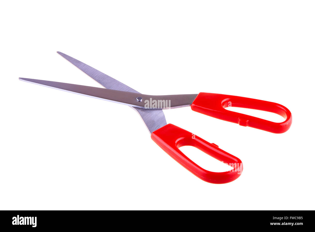 Red Scissors isolated on a white Stock Photo - Alamy
