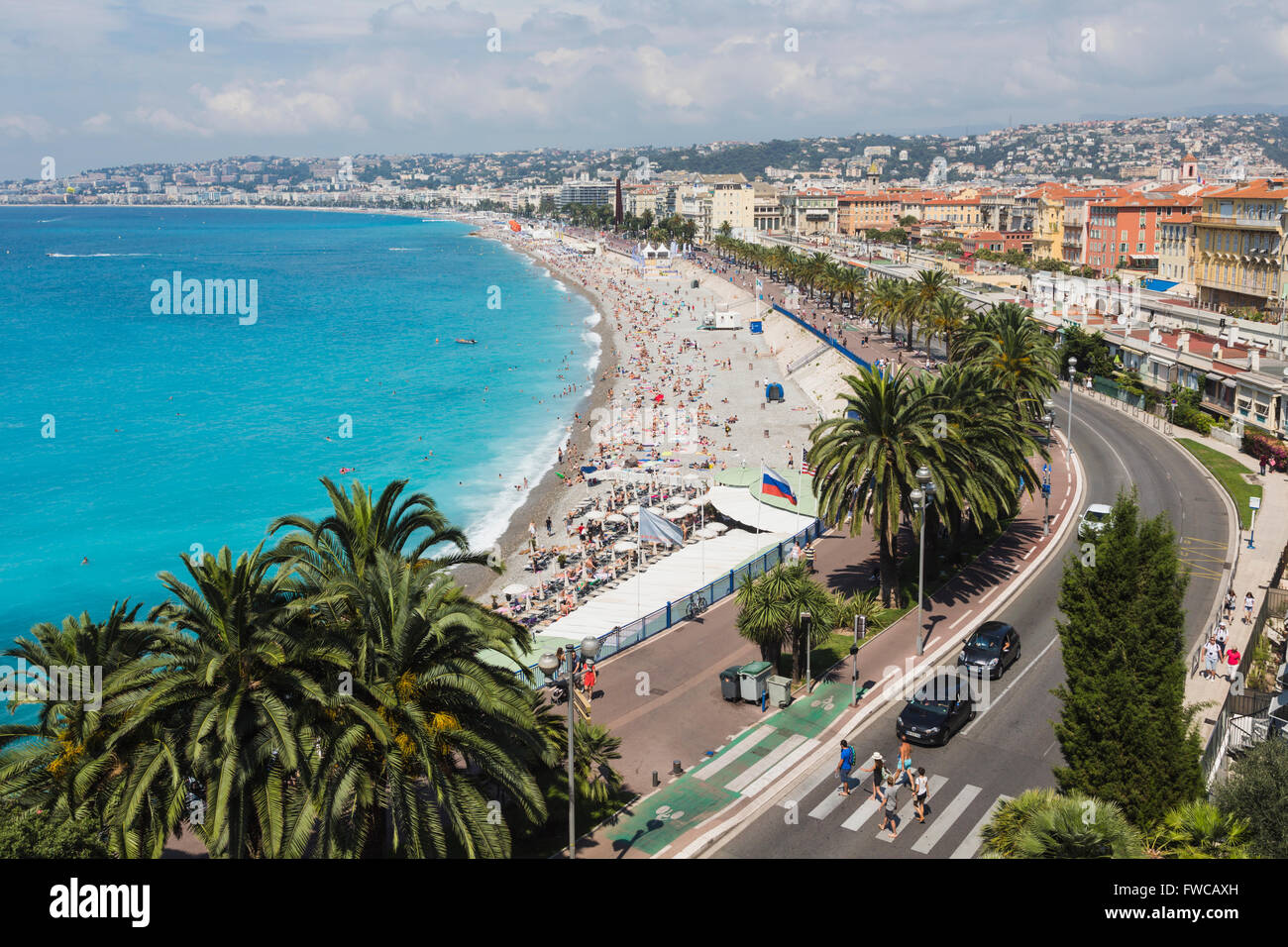 Nice, French Riviera, Cote d'Azur, France. Beach and Promenade des ...