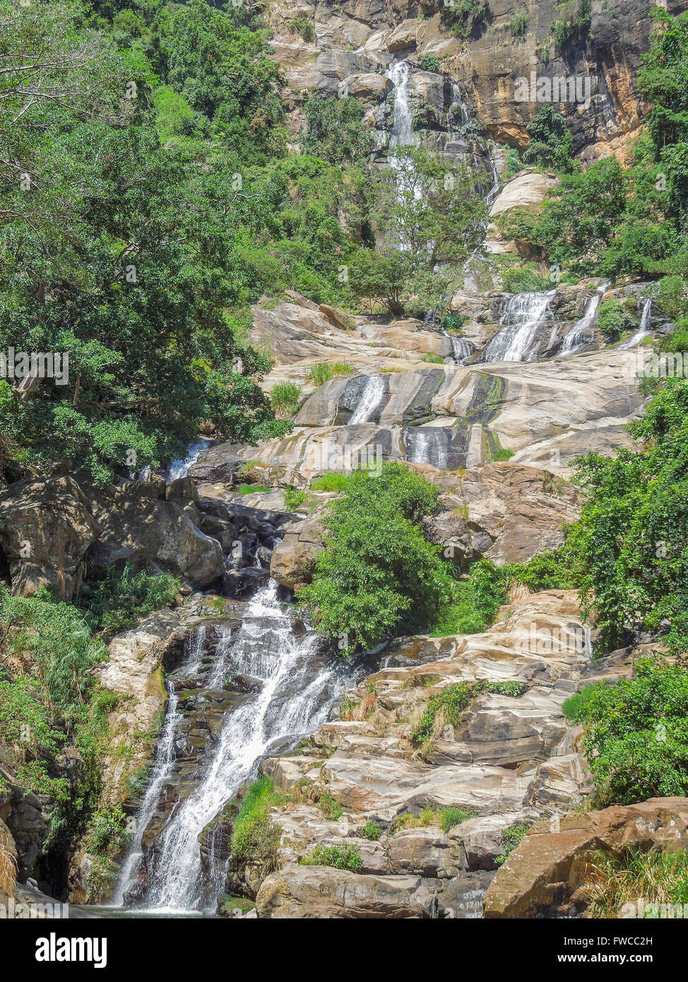 rocky scenery including a big waterfall in Sri Lanka Stock Photo - Alamy