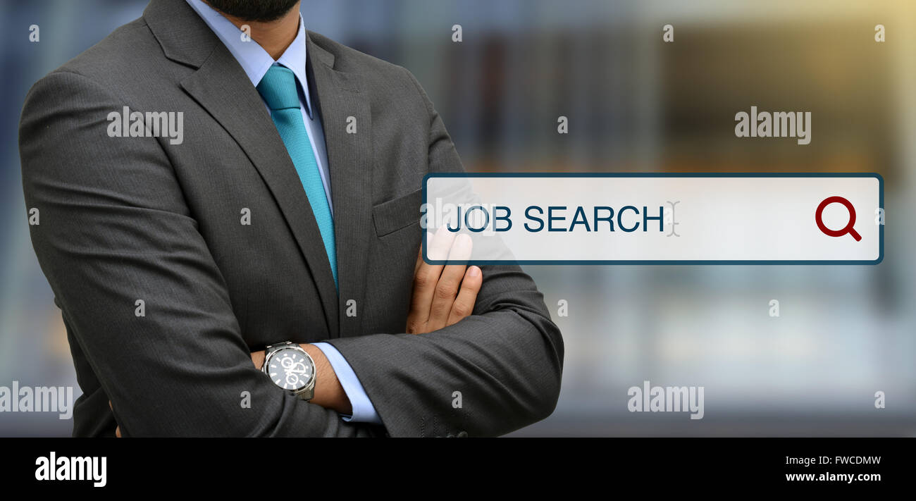 Professional men with Job search illustration bar concept Stock Photo ...