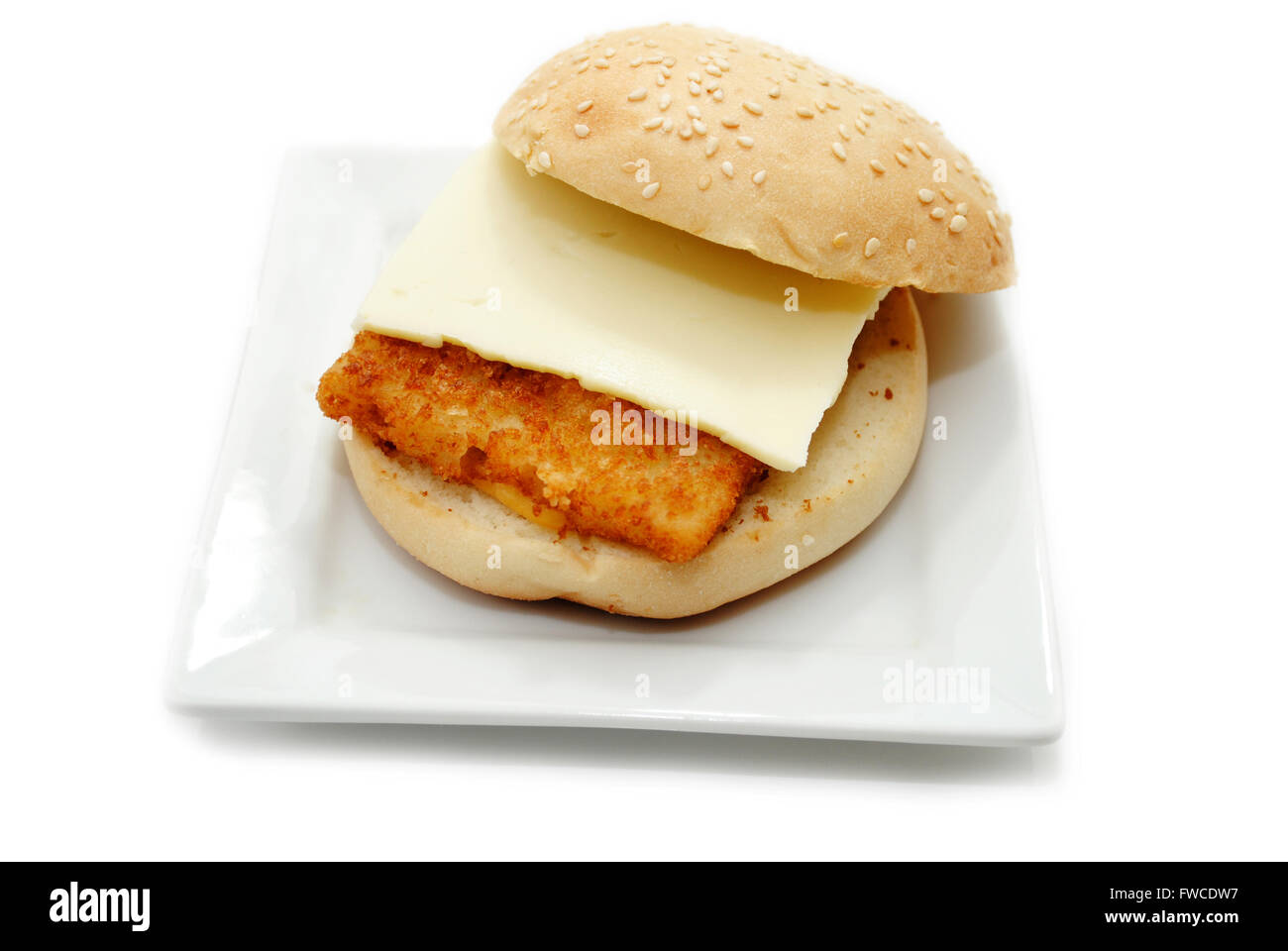 Fish Sandwich with a Slice of American Cheese Stock Photo - Alamy