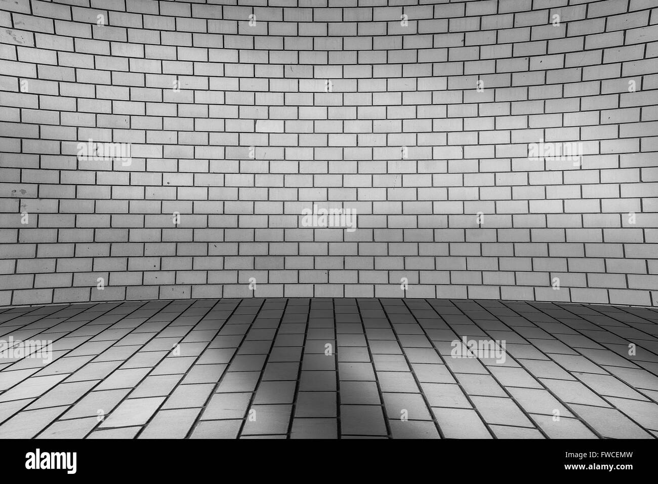 Brick wall wood floor background Black and White Stock Photos & Images ...
