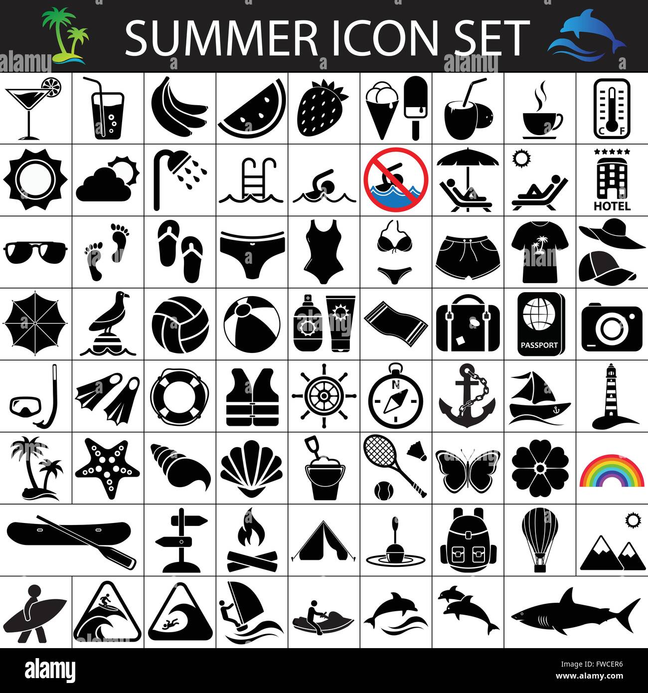 summer icon set Stock Vector Image & Art - Alamy