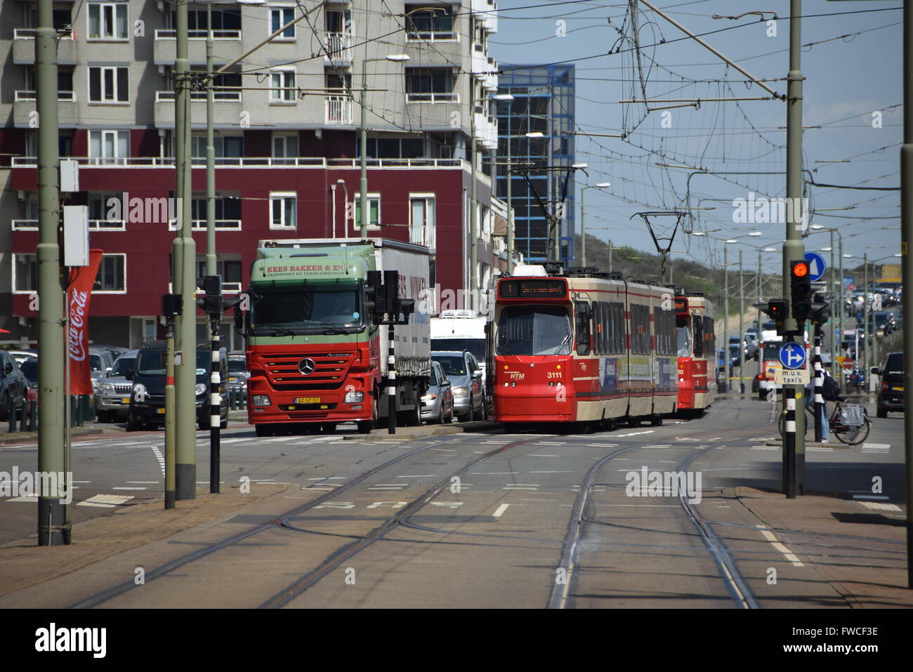 Tram traffic delay at Gebers Deynootweg in Scheveningen Stock Photo - Alamy