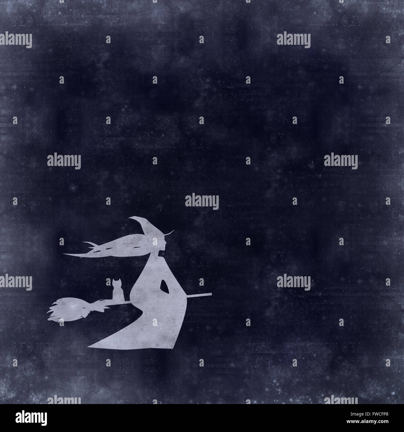 textured old paper background with flying witch illustration Stock ...