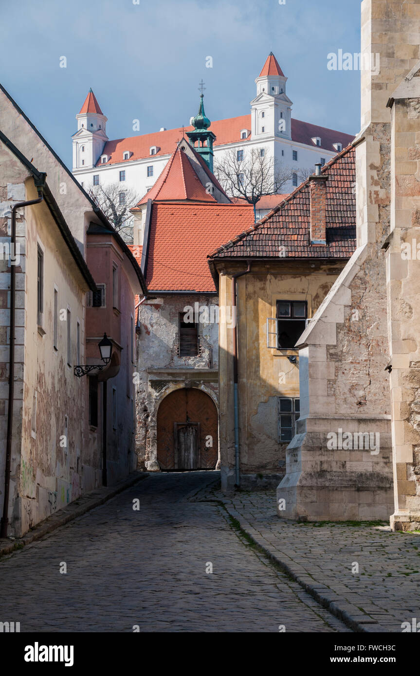 Farska street and the Bratislava castle, Slovakia Stock Photo - Alamy