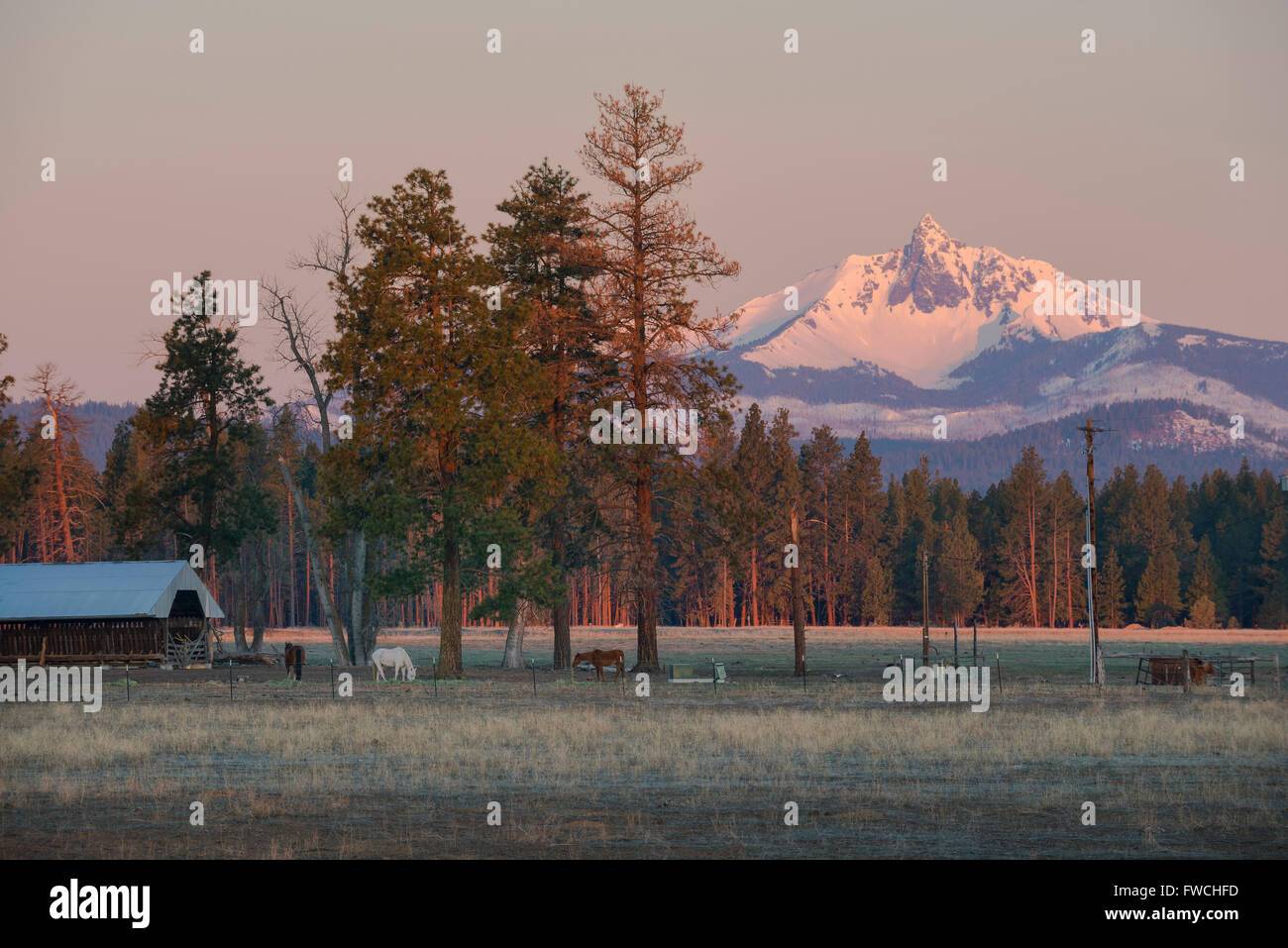 USA, Oregon, Deschutes County, Central Oregon, Cascade Mountains ...