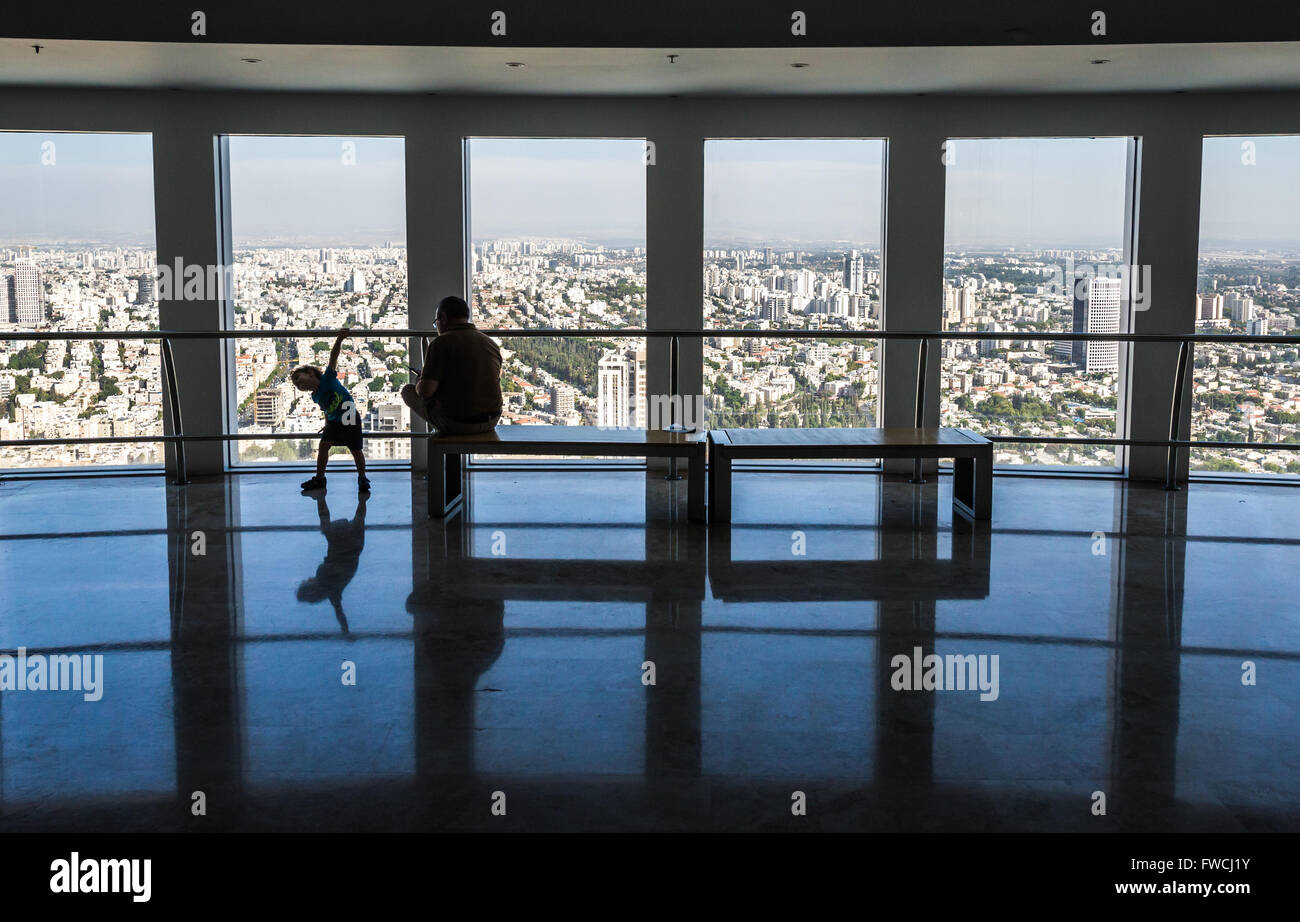 observation deck on the top floor of Azrieli Center Circular Tower in ...