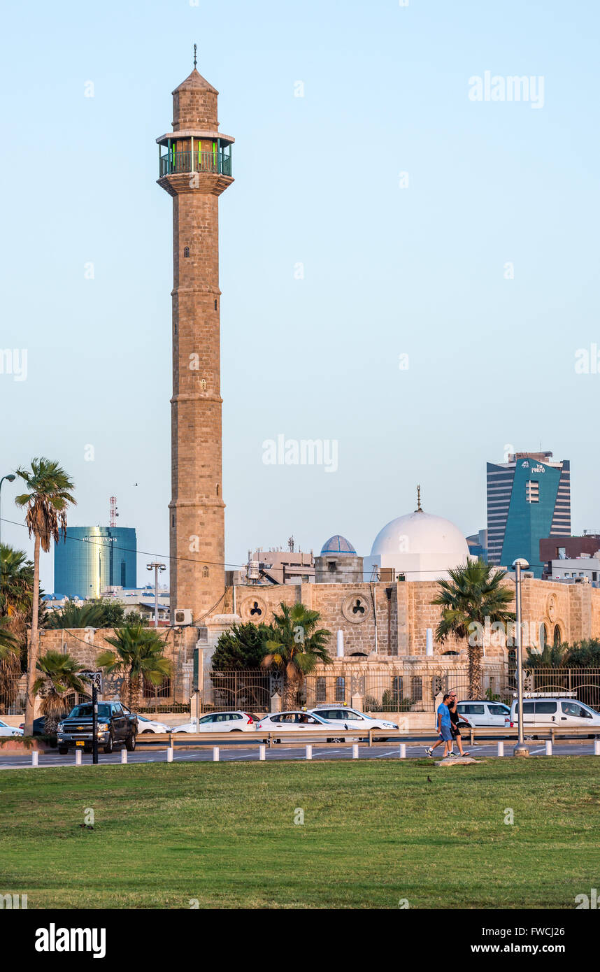 Hassan Bek Mosque in Jaffa, Tel Aviv city, Israel. View from Charles ...