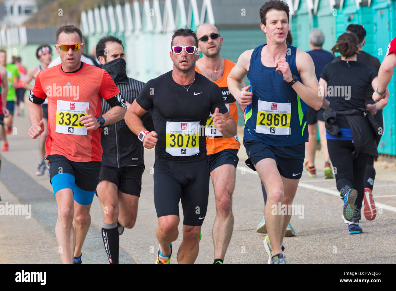Bournemouth, Dorset, UK 3 April 2016. Runners taking part in the half ...