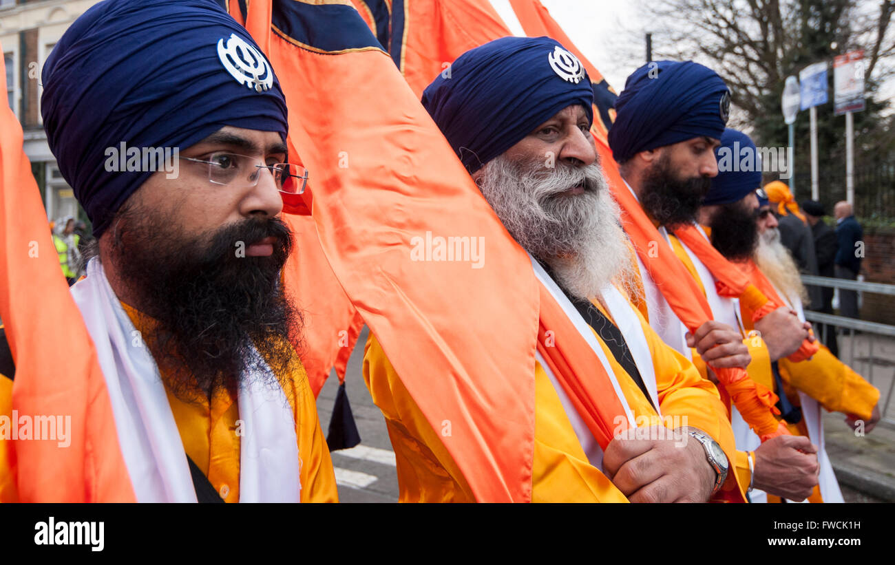 London, UK. 3 April 2016. Thousands of Sikhs turn out for the colourful ...