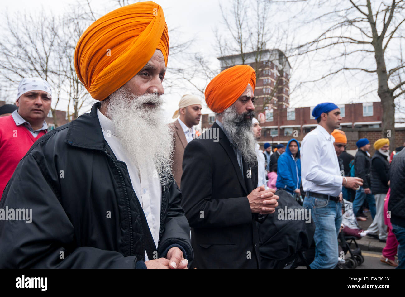 London, UK. 3 April 2016. Thousands of Sikhs turn out for the colourful ...