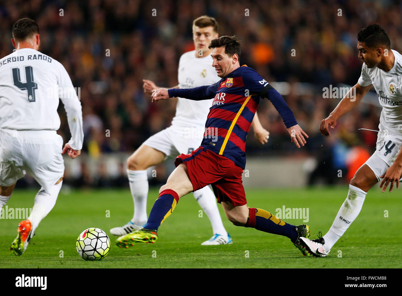 Barcelona, Spain. © D. 2nd Apr, 2016. Lionel Messi (Barcelona) Football ...