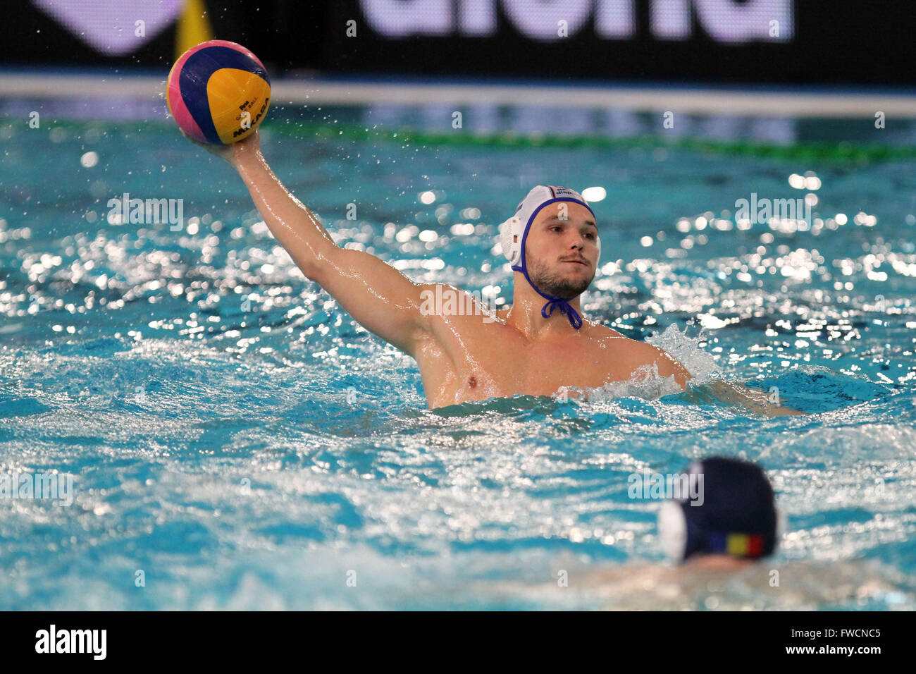 Slovakia's player Martin Famera throws the ball during Men's Water Polo ...