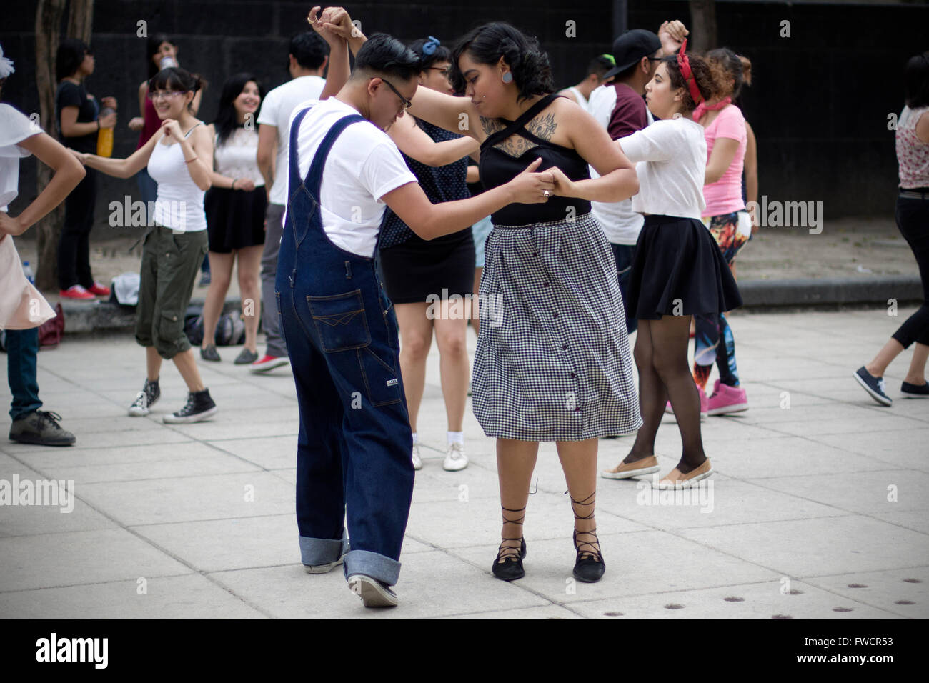 Mexico City, Mexico. 3rd Apr, 2016. People dressed with the style of ...