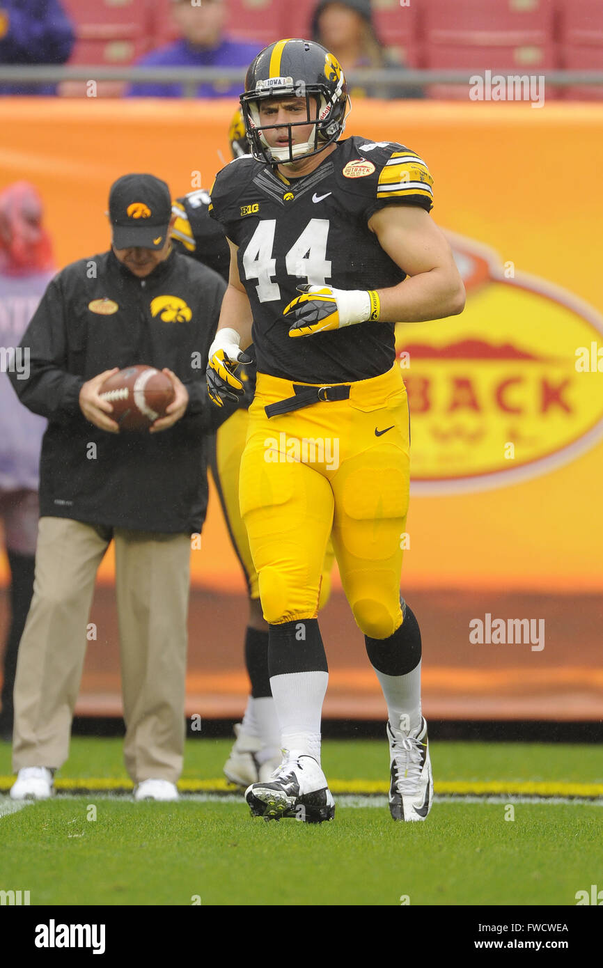 Tampa, FL, USA. 1st Jan, 2014. Iowa Hawkeyes linebacker James Morris ...