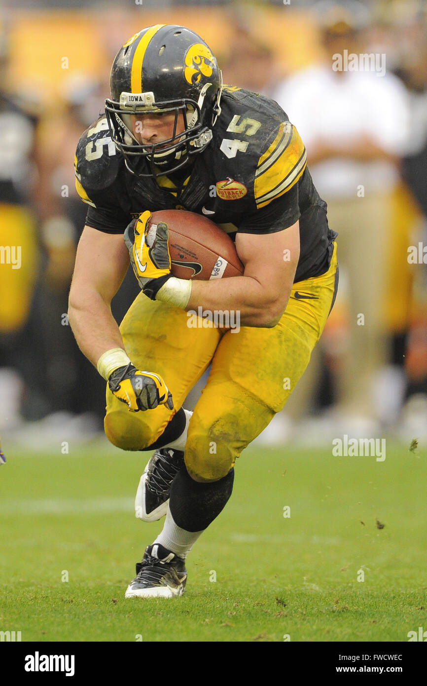 Tampa, FL, USA. 1st Jan, 2014. Iowa Hawkeyes fullback Mark Weisman (45 ...