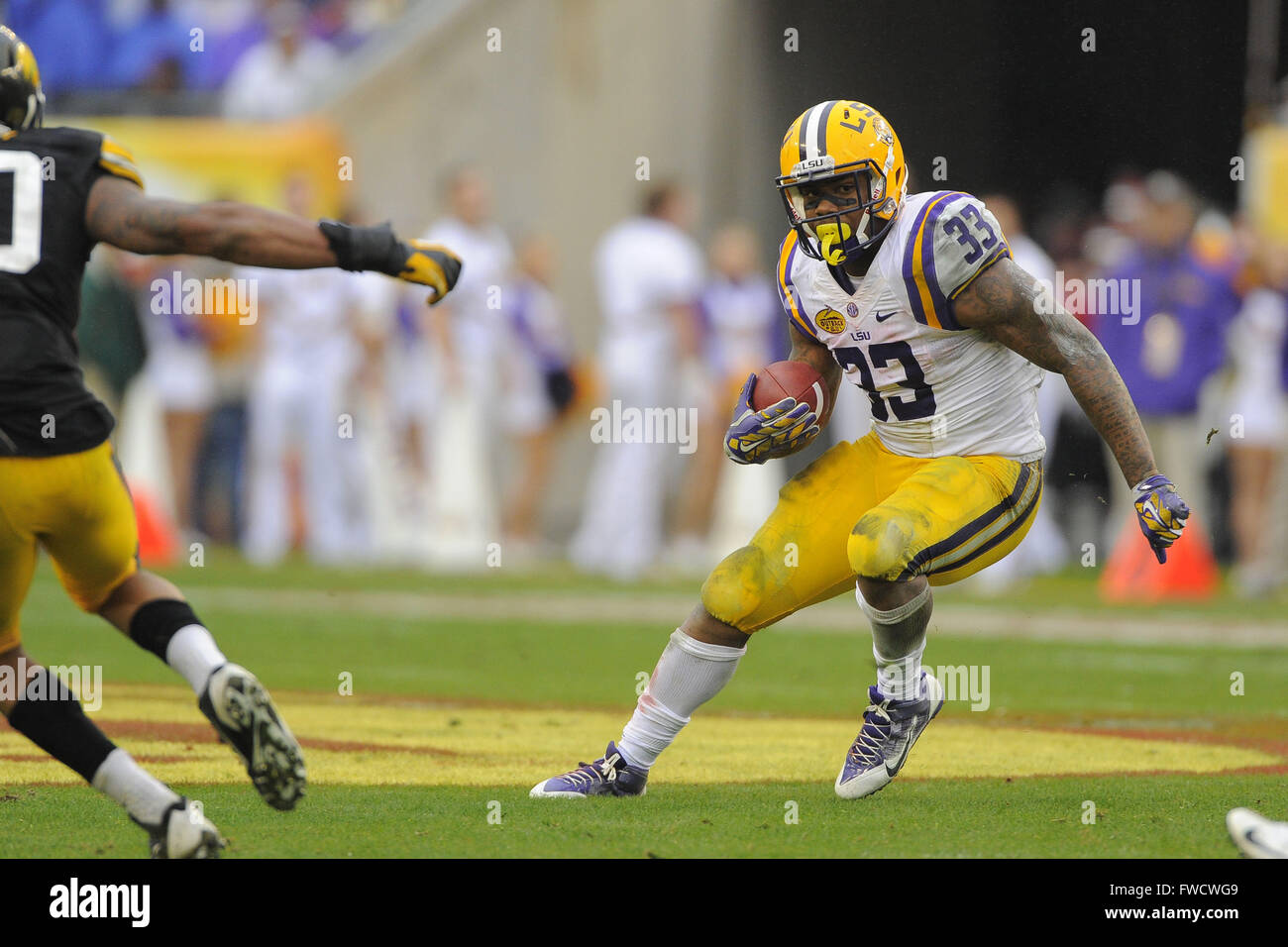 Tampa, FL, USA. 1st Jan, 2014. LSU Tigers running back Jeremy Hill (33 ...