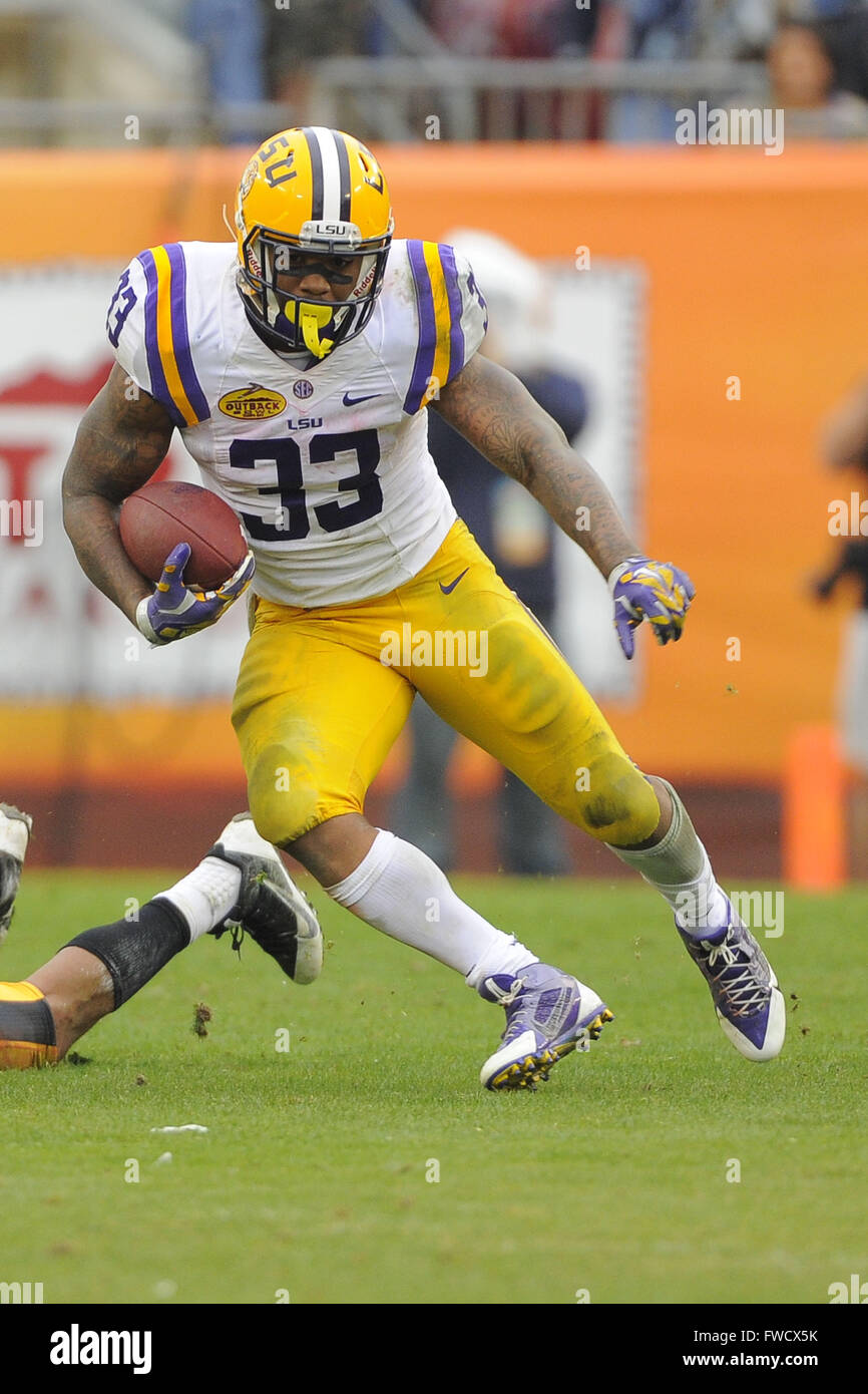 Tampa, FL, USA. 1st Jan, 2014. LSU Tigers running back Jeremy Hill (33 ...
