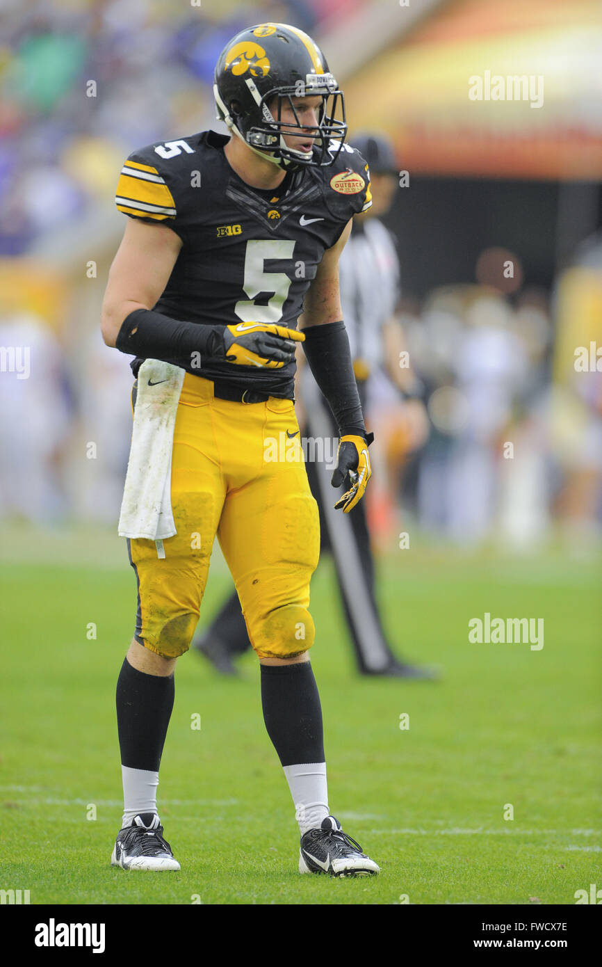 Tampa, FL, USA. 1st Jan, 2014. Iowa Hawkeyes defensive back Tanner ...