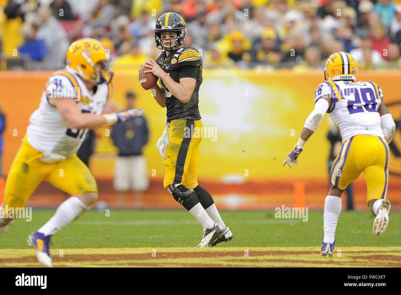 Tampa, FL, USA. 1st Jan, 2014. Iowa Hawkeyes quarterback Jake Rudock ...