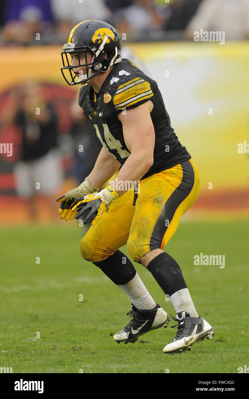 Tampa, FL, USA. 1st Jan, 2014. Iowa Hawkeyes linebacker James Morris ...