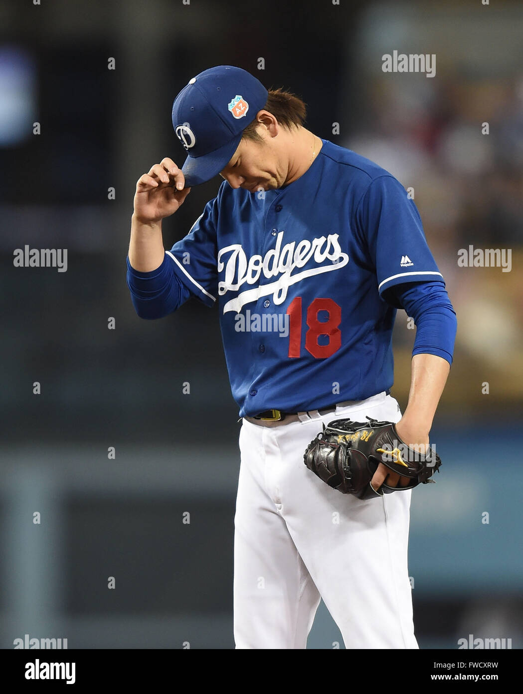 Los Angeles, California, USA. 1st Apr, 2016. Kenta Maeda (Dodgers) MLB ...