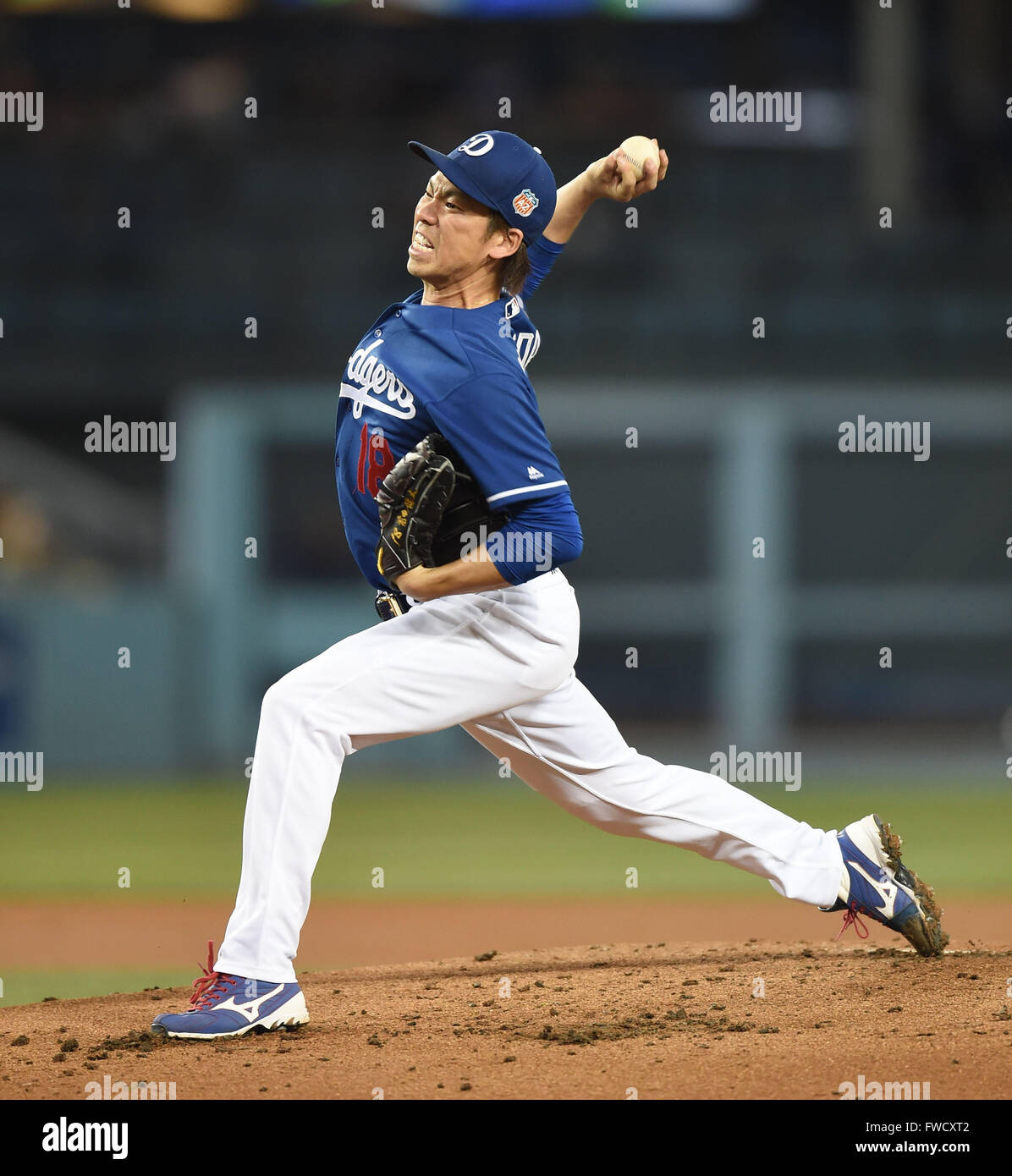 Los Angeles, California, USA. 1st Apr, 2016. Kenta Maeda (Dodgers) MLB ...