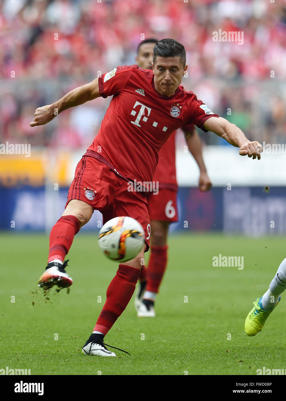 Munich, Germany. 2nd Apr, 2016. Bayern Munich's Robert Lewandowski in ...