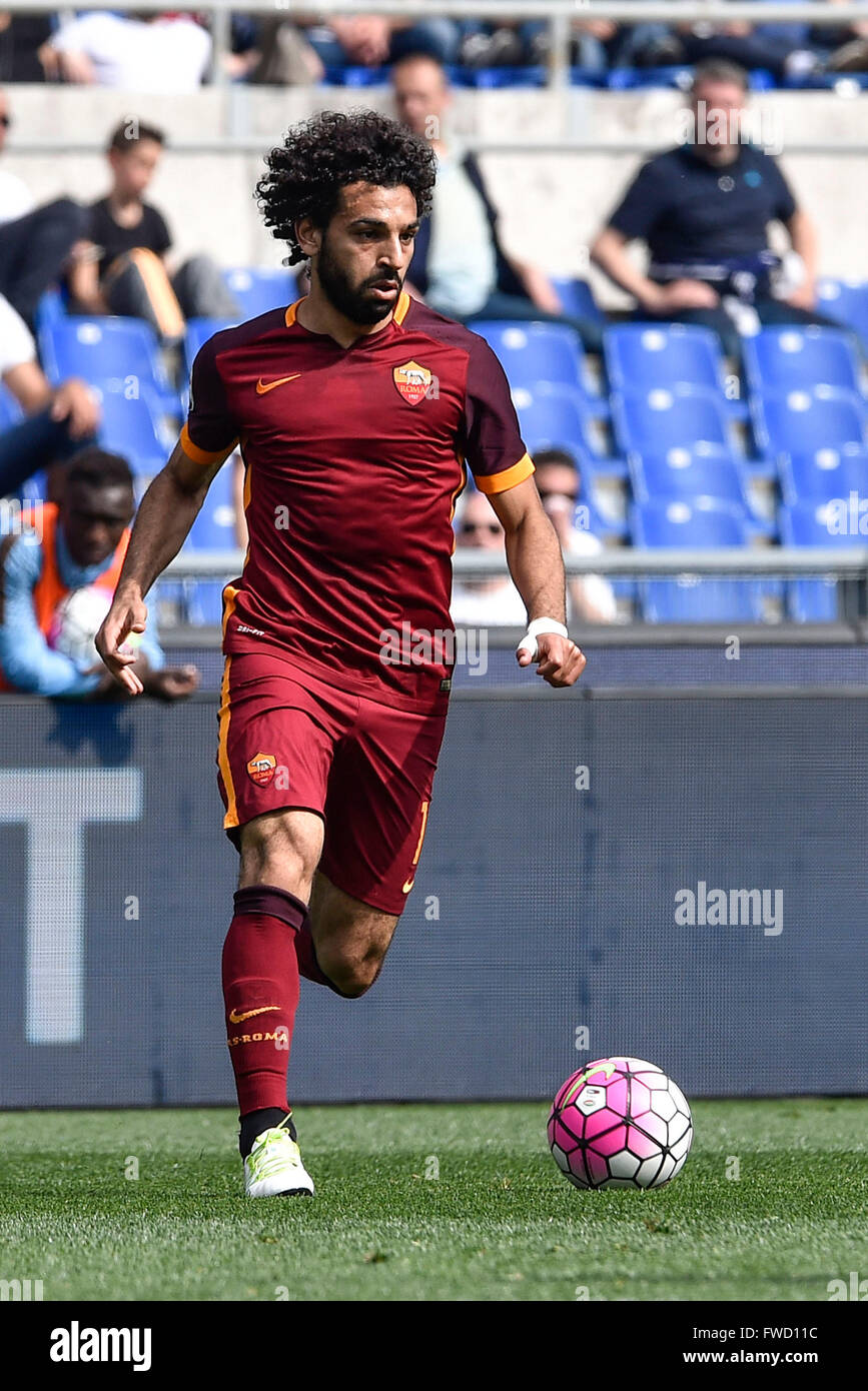 Rome, Italy. 03rd Apr, 2016. Mohamed Salah of Roma in action during the ...