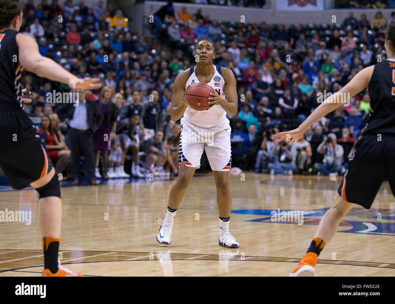 Indianapolis, Indiana, USA. 03rd Apr, 2016. Connecticut forward Morgan ...