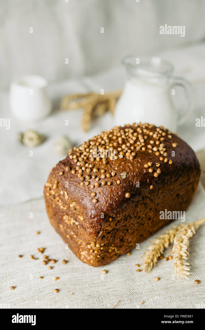 Sliced bread with fresh coriander and milk Stock Photo - Alamy