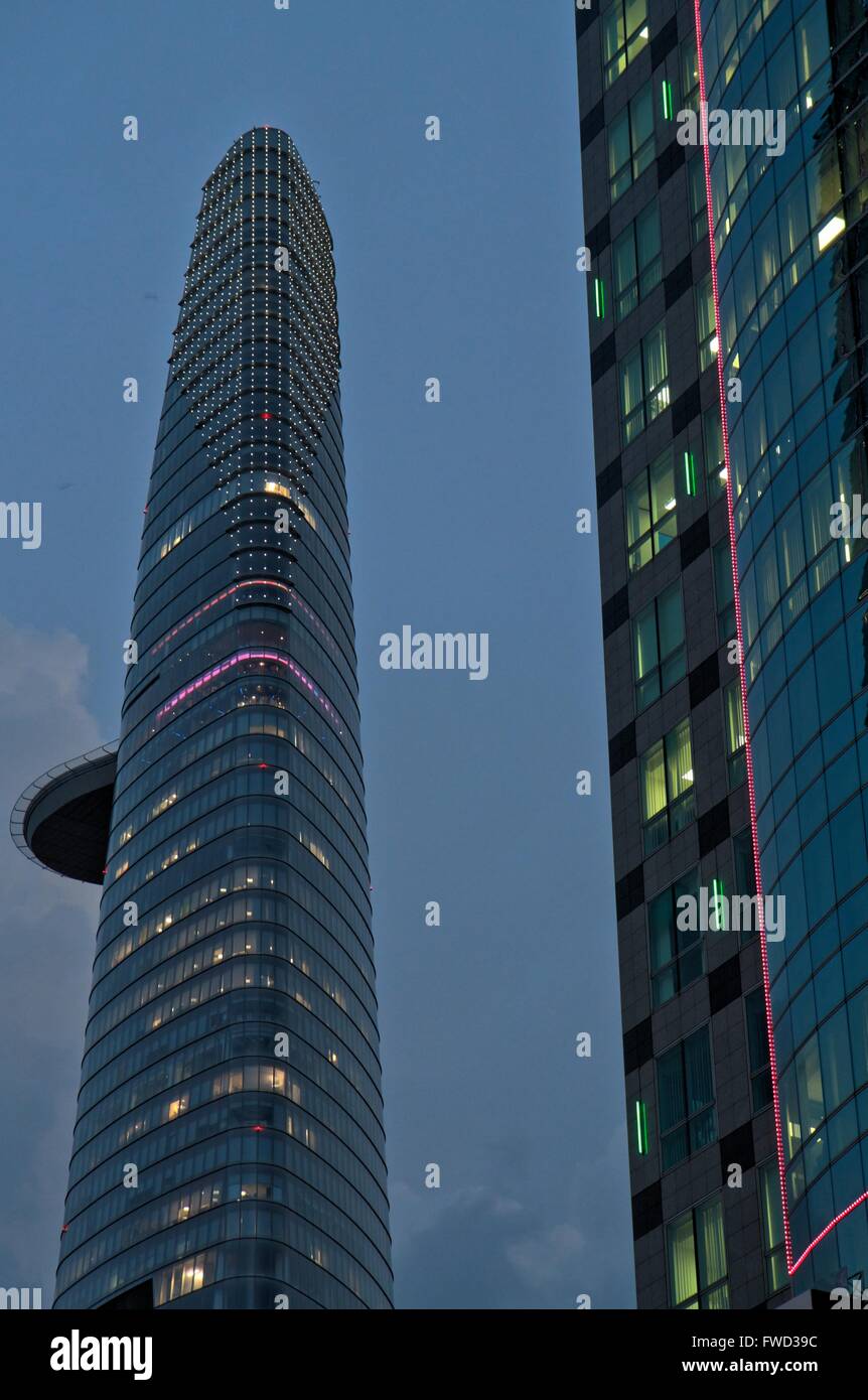 Bitexco financial tower iluminated at night, Saigon, Vietnam, Asia ...