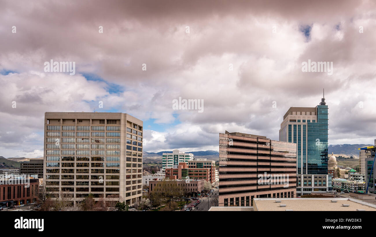 Boise Idaho view of downtown with clouds skies Stock Photo - Alamy