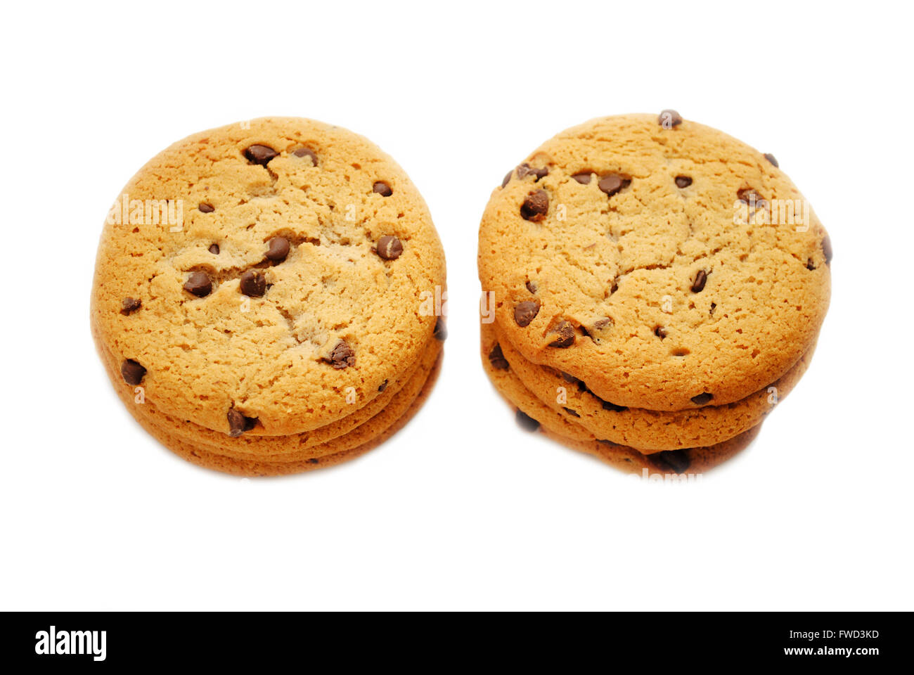 Two Stacks of Chocolate Chip Cookies Stock Photo - Alamy