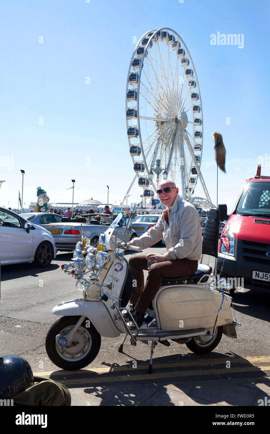 Brighton: mod with a scooter Stock Photo - Alamy