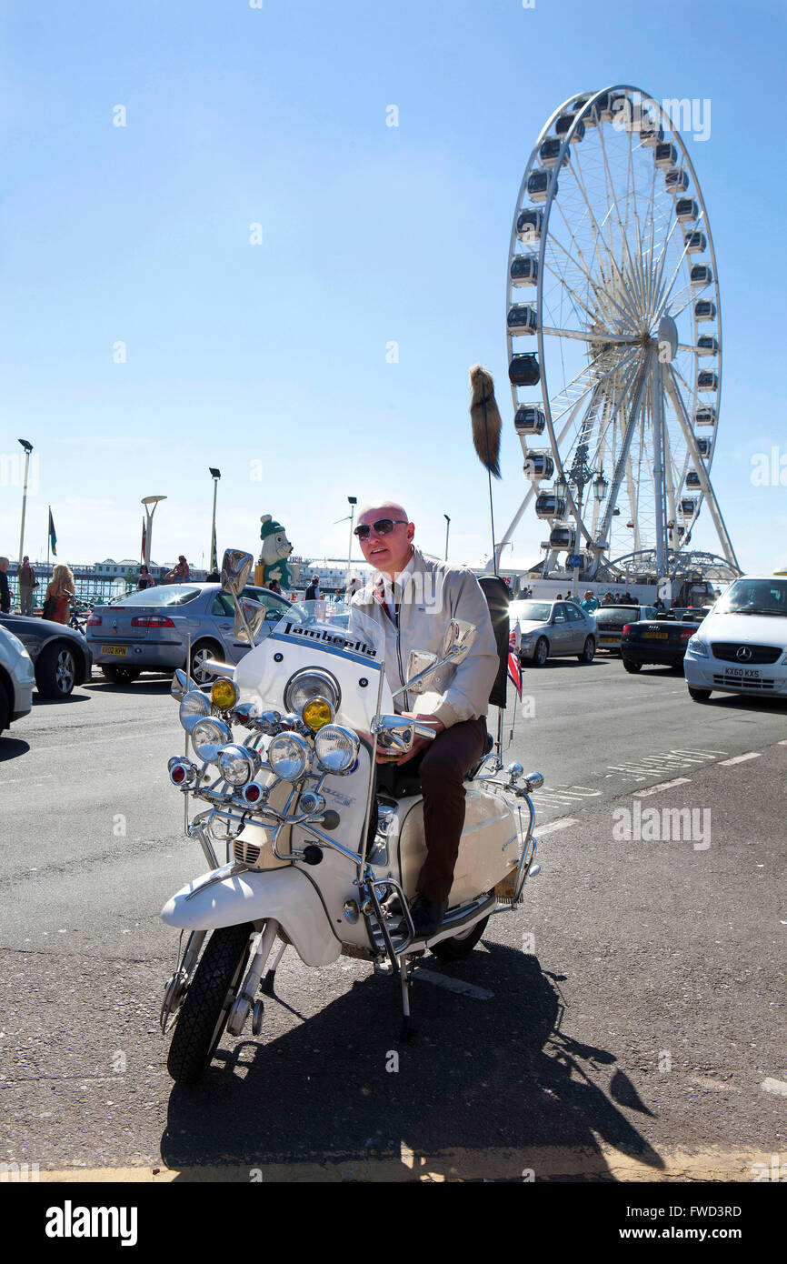 Brighton: mod with a scooter Stock Photo - Alamy