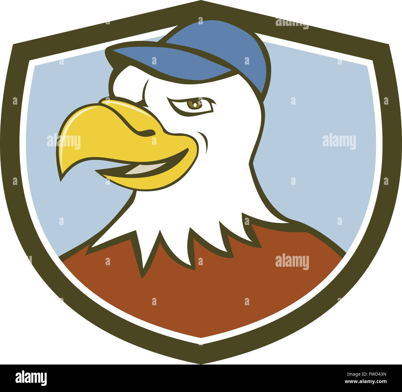 Illustration of an american bald eagle head wearing hat smiling looking ...