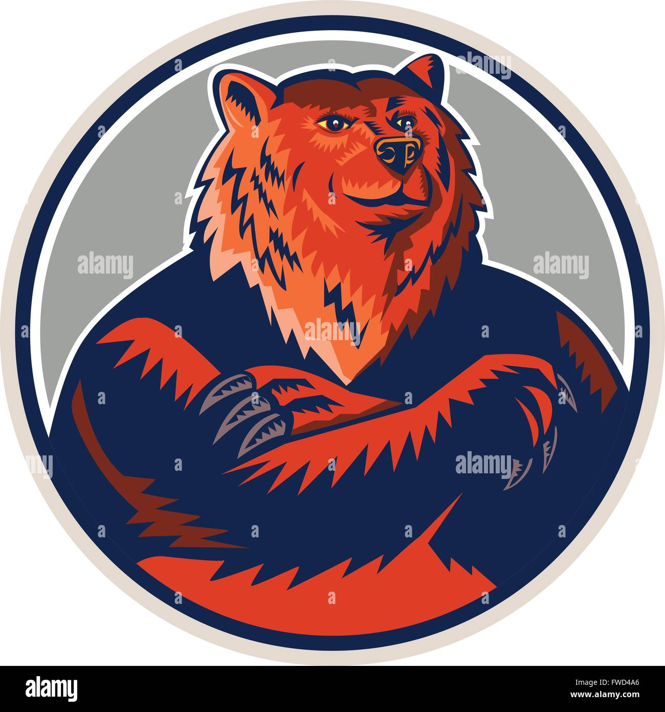 Illustration of a Russian bear or Eurasian brown bear with arms folded ...