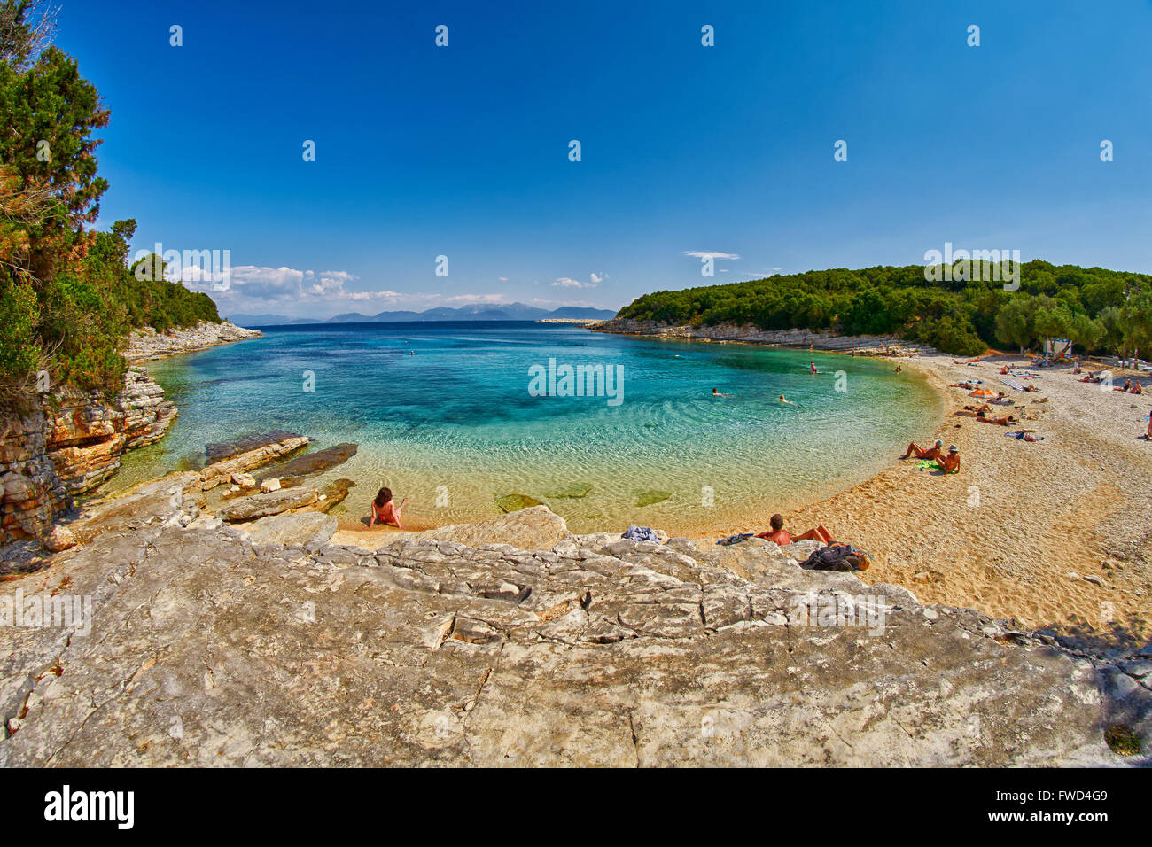 Fiskardo Foki Beach with Crystal Clear Waters Bay Stock Photo - Alamy