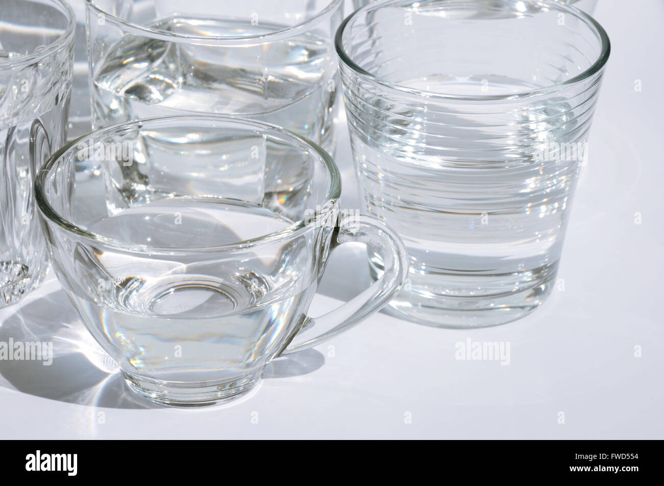 Drinking Water In Glass On White Background Stock Photo - Alamy
