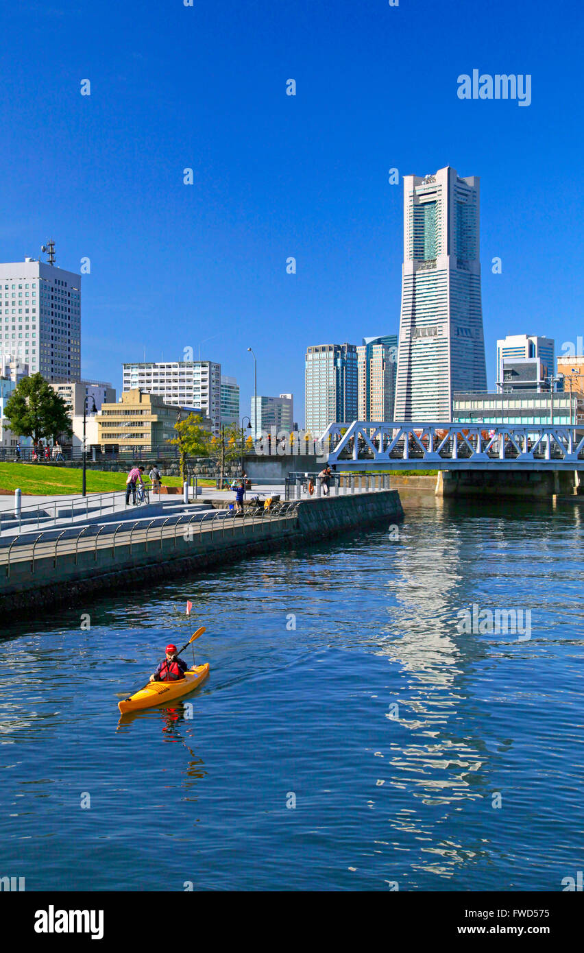 Yokohama Landmark Tower skyscrapers water front of port Yokohama Japan ...