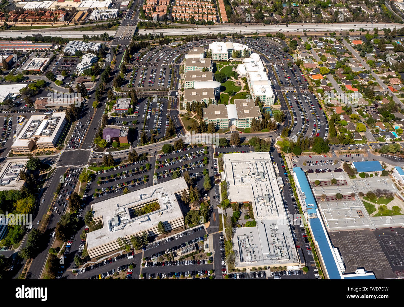 Apple Campus, Apple Inc., aerial, Apple University, above Apple Inc ...