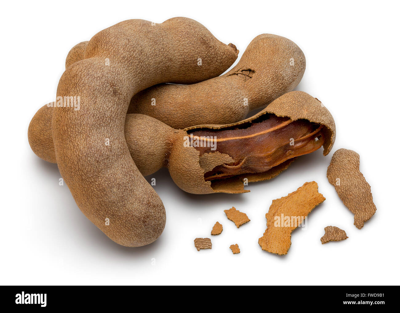 Dried Tamarind Fruit Isolated on White Background in Full Depth of ...