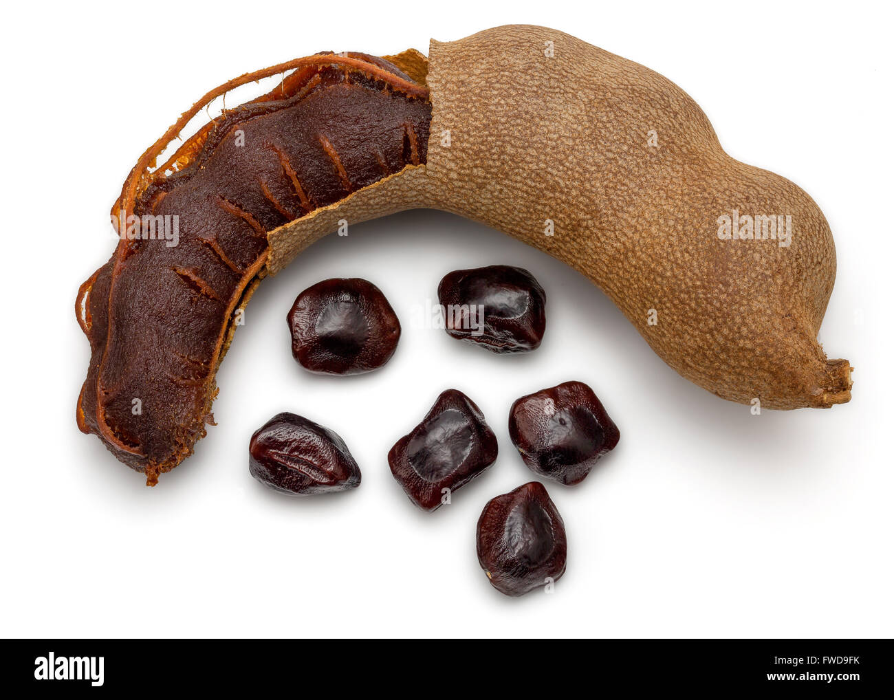 Dried Tamarind Fruit Isolated on White Background in Full Depth of ...