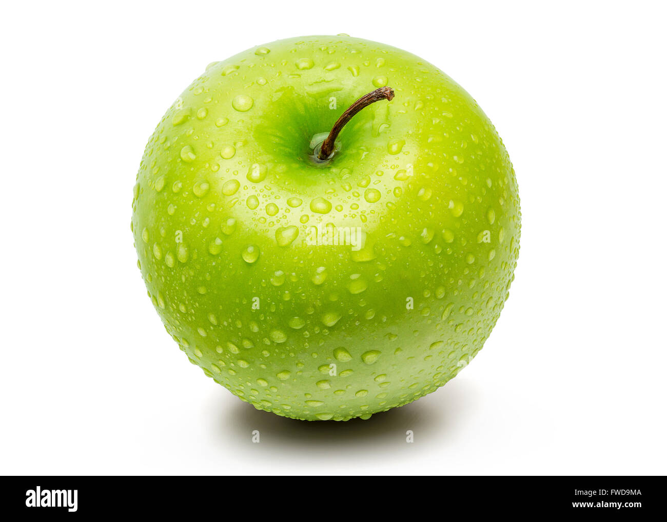 Perfect Fresh Green Apple Isolated on White Background with water drop ...